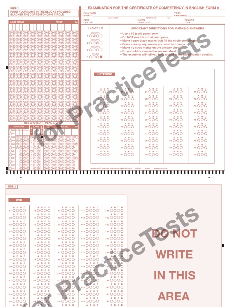 ECCE Answersheet PDF | PDF