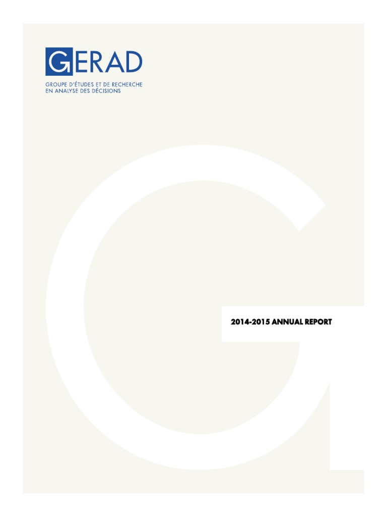 GERAD Annual Report 2014 2015 (English) | PDF | Mathematical ...