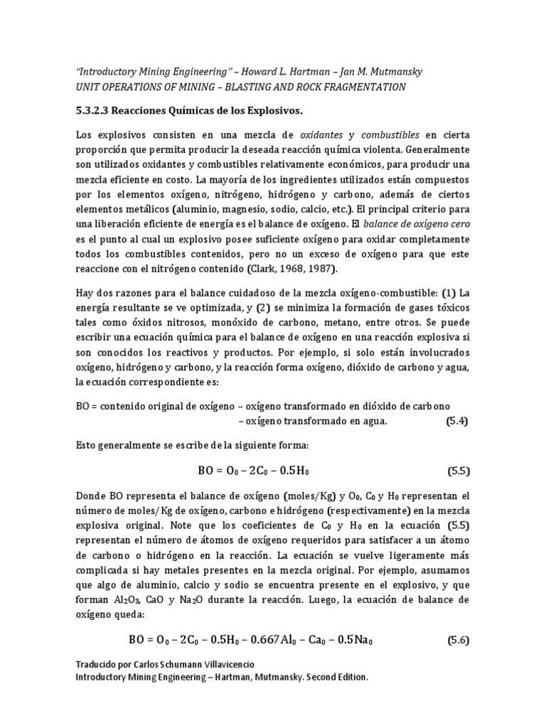 Reacciones Químicas de Explosivos | PDF | Oxígeno | Redox