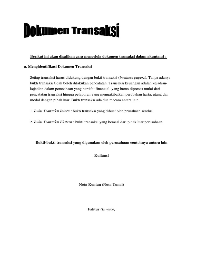 Dokumen Transaksi Akuntansi | PDF