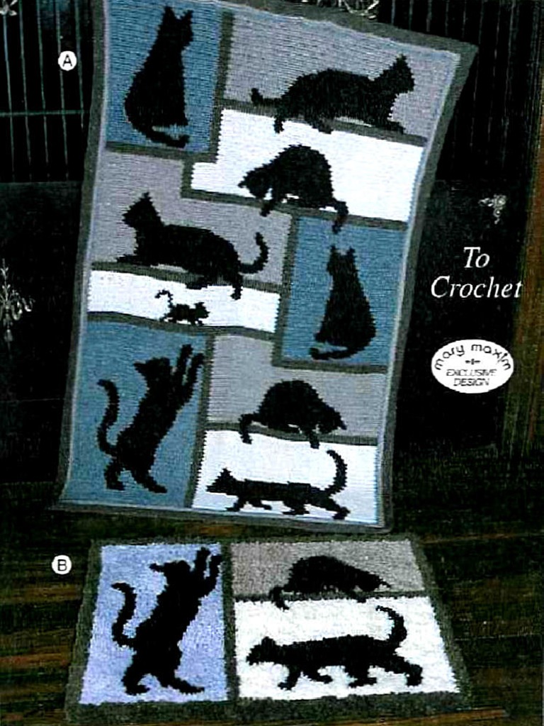 Mary Maxim - 2094 - Cat Silhouette Afghan Crochet | PDF