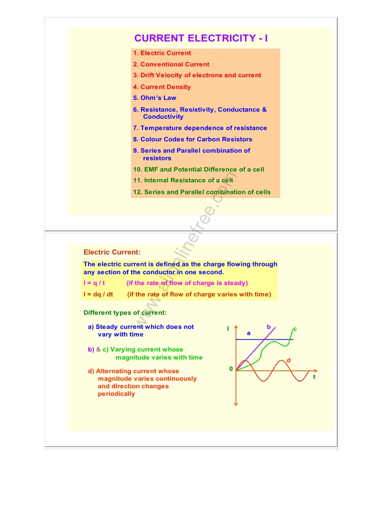 Current and Electricity | PDF | Electric Current | Electrical ...