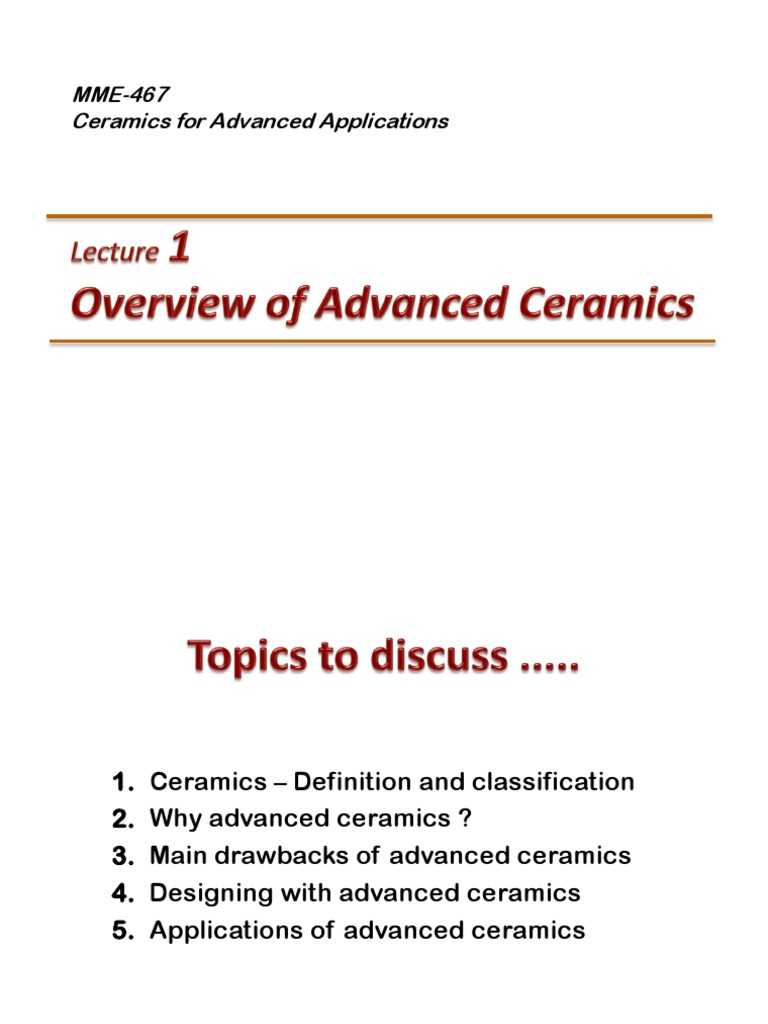 01 - Overview of Advanced Ceramics | PDF | Ceramics | Solid
