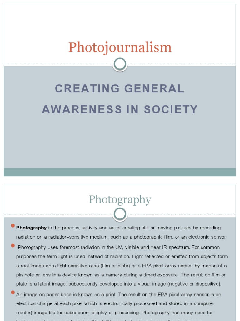 Photojournalism: Creating General Awareness in Society | PDF | Essays ...