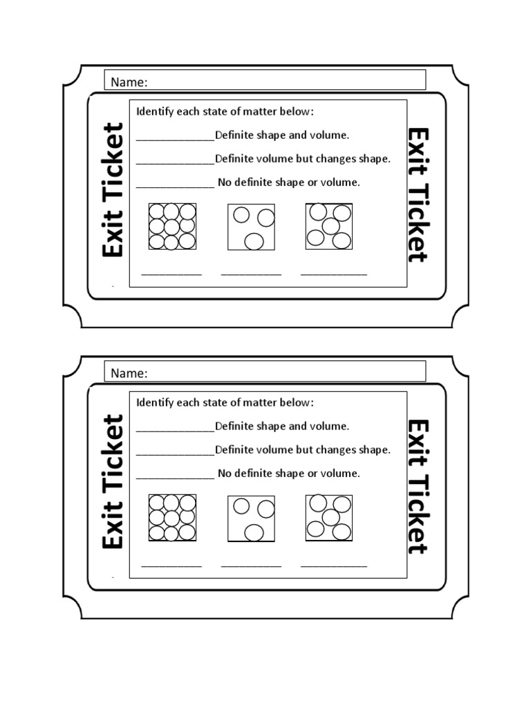 States of Matter Exit Ticket | PDF | Finance & Money Management | Computers