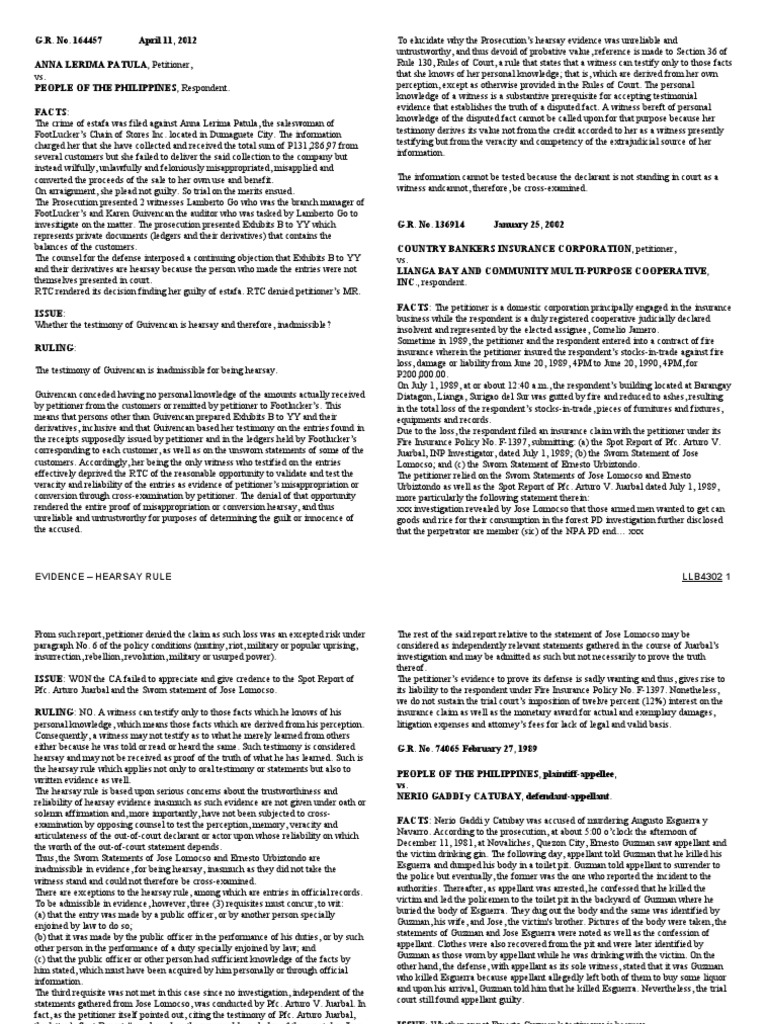 Legal Hearsay Analysis | PDF | Hearsay | Witness