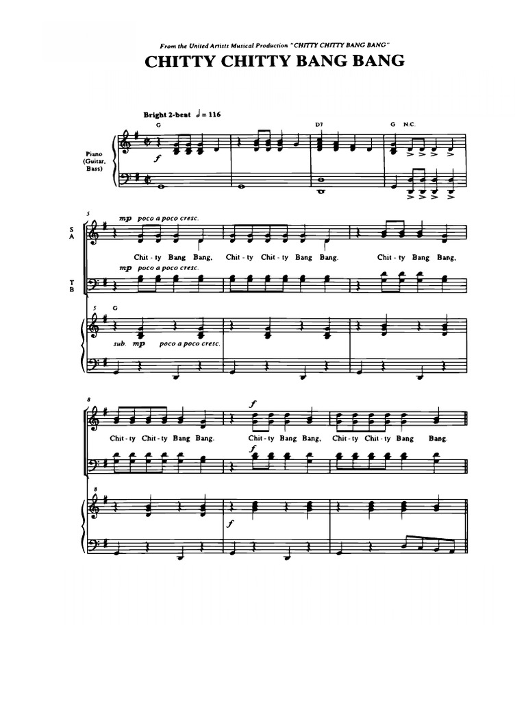 Chitty Chitty Bang Bang Original Sheet Music | PDF