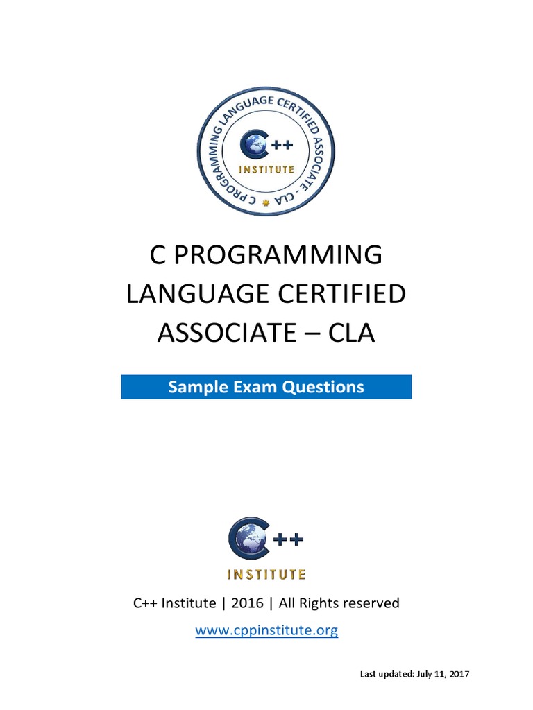CLA Sample Exam Questions LU071117 | PDF | C++ | Software