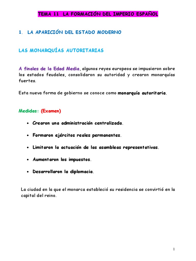 Tema 11 La Formación Del Imperio Español Pdf Imperio Español