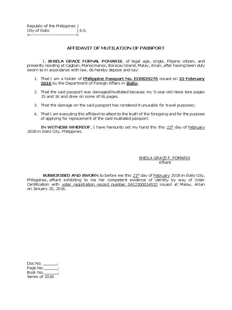 Affidavit of Mutilation | PDF