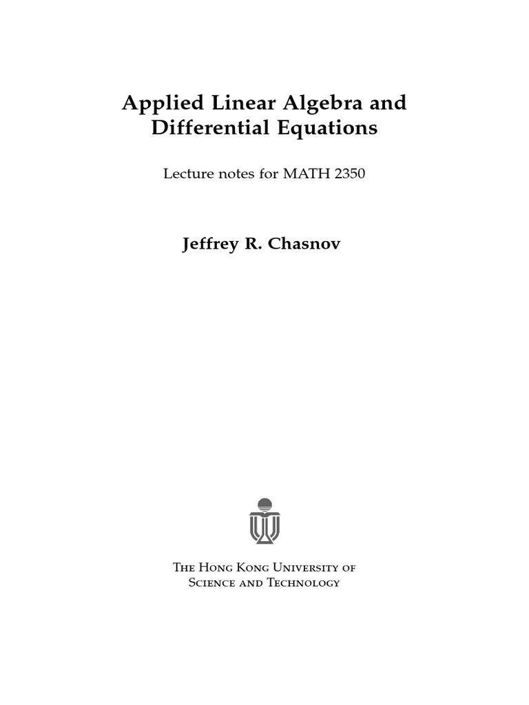 Applied Linear Algebra and Differential Equations | PDF | Matrix ...