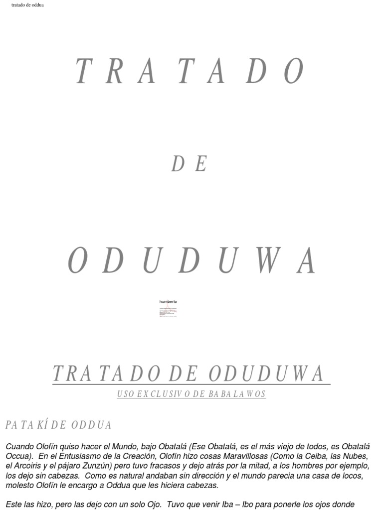 Tratado de Oddua | PDF | Santeria | Religión y creencia