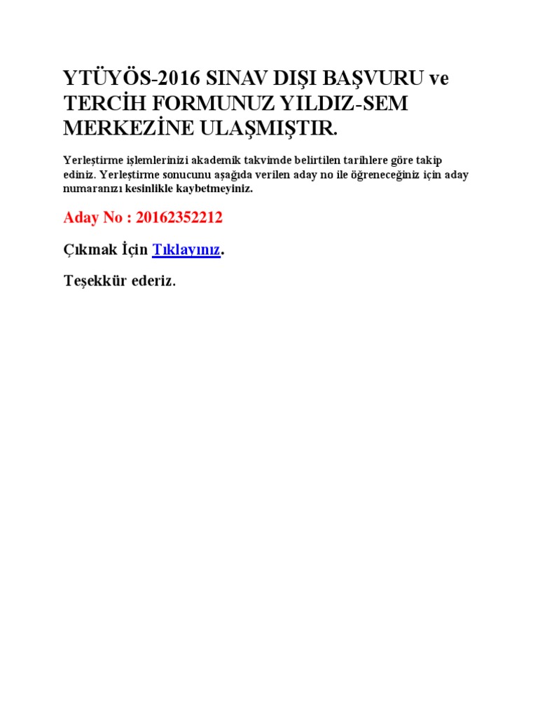 Yildiz University Important Note) | PDF