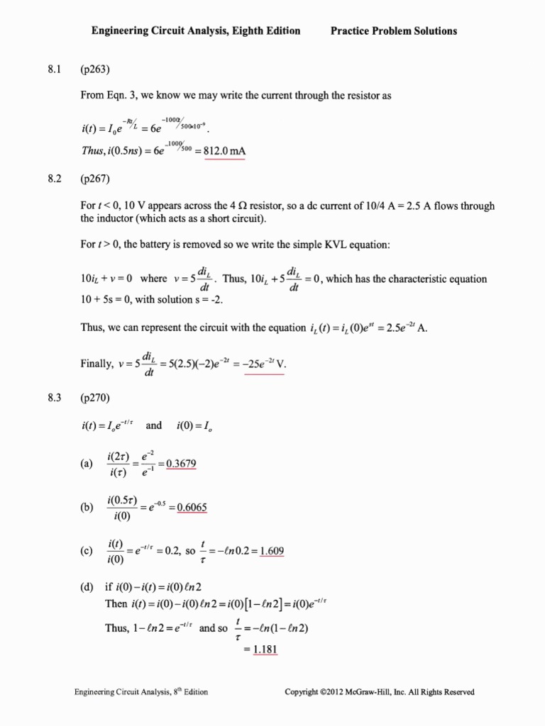 CH 08 Solutions Practice Problems | PDF | Electrical Network | Inductor