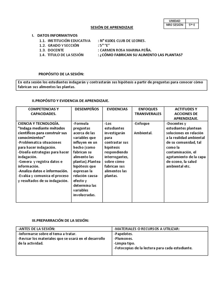 Como Se Alimentan Las Plantas APRENDIZAJE 02 | PDF | Plantas | Fotosíntesis
