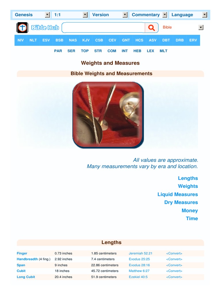 Bible Weights and Measurements | Download Free PDF | Gallon | Units Of ...