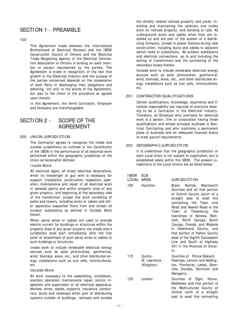 IBEW Local 353 Collective Agreement 2016 | PDF | Electrician ...