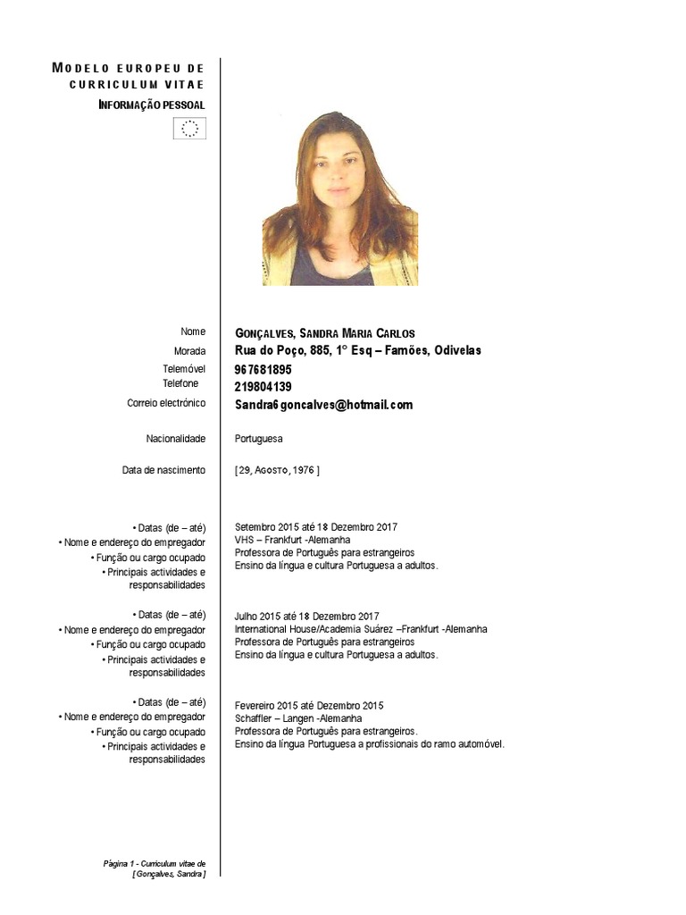 CV Portugues 2018 PDF | PDF | Ensino médio | Currículo