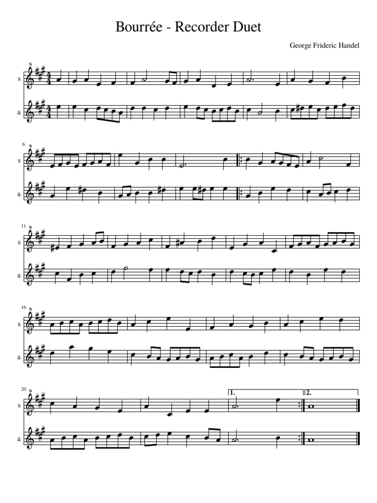 Bouree - Recorder Duet | PDF