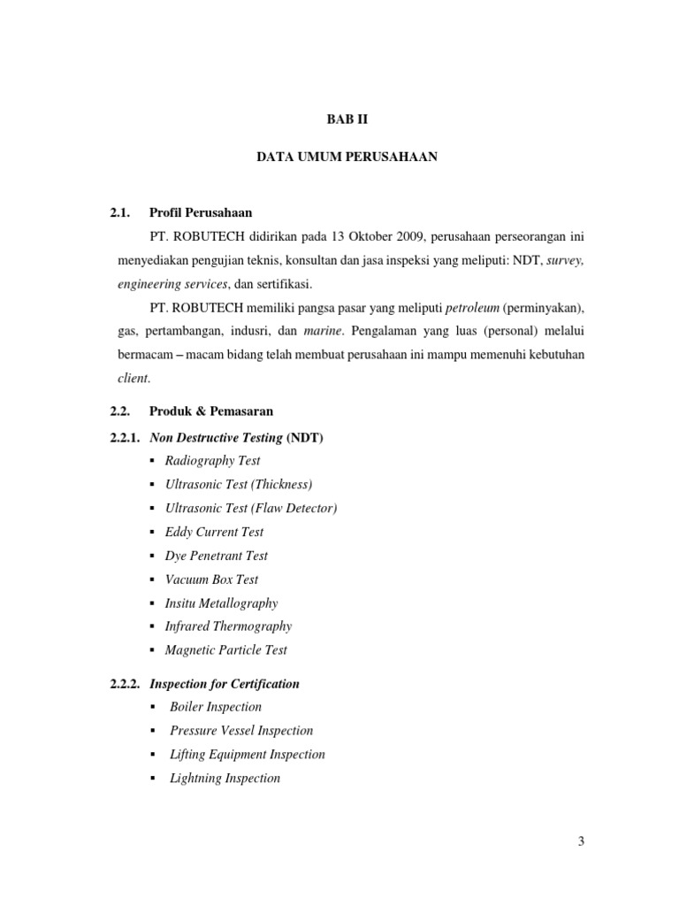 Profil & Layanan PT. ROBUTECH | PDF