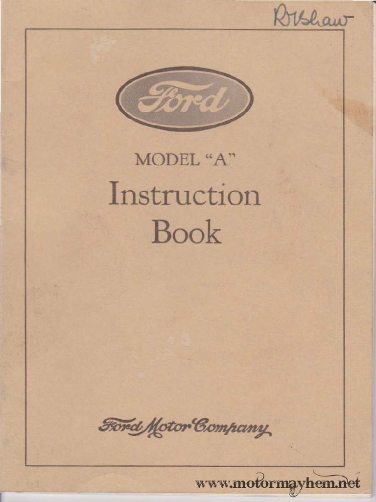 Ford Model A Instruction Book by Ford Motor Company | PDF | Ignition ...