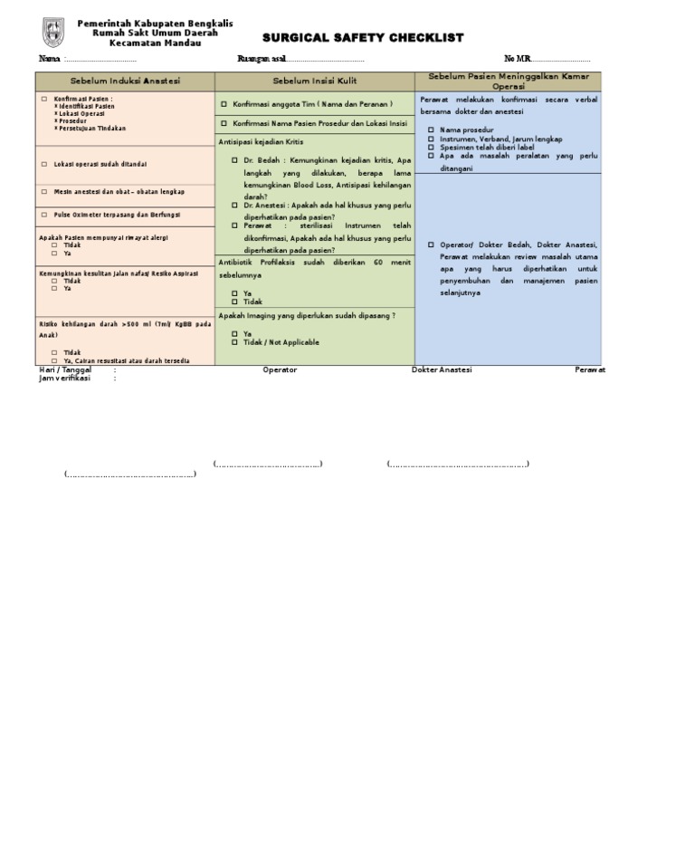 Surgical Safety Checklist | PDF
