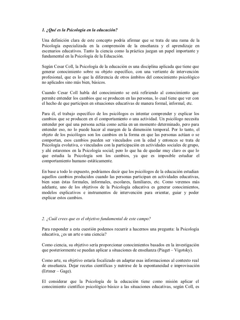 Coll Cesar Psicologia | PDF | Psicología Educacional | Sicología