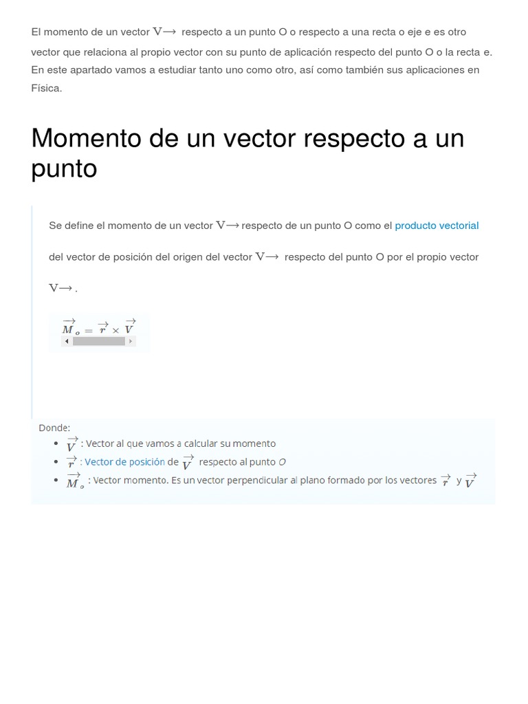 Momento de Un Vector | PDF