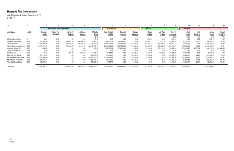 03 01 01 09 Job Progress Status Report 11x17 PDF | PDF | Government ...