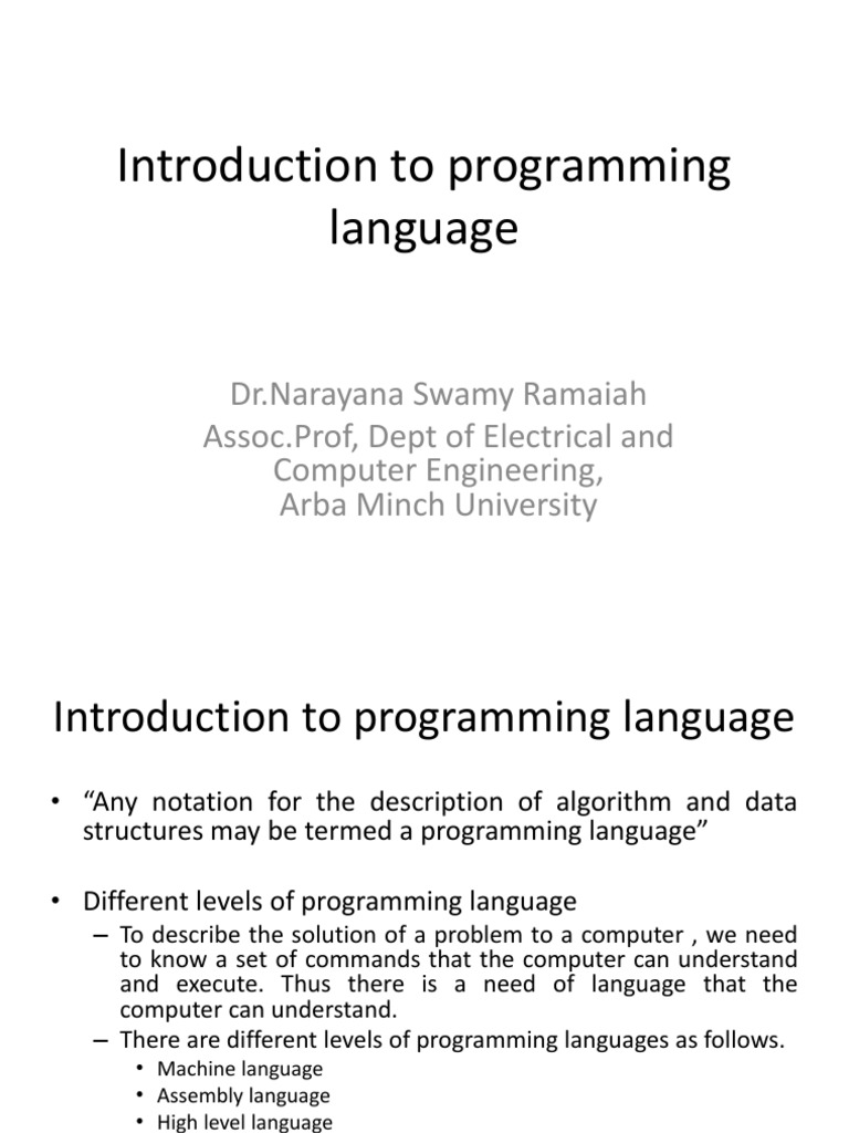 Introduction To Programming Language | PDF | Programming Language ...