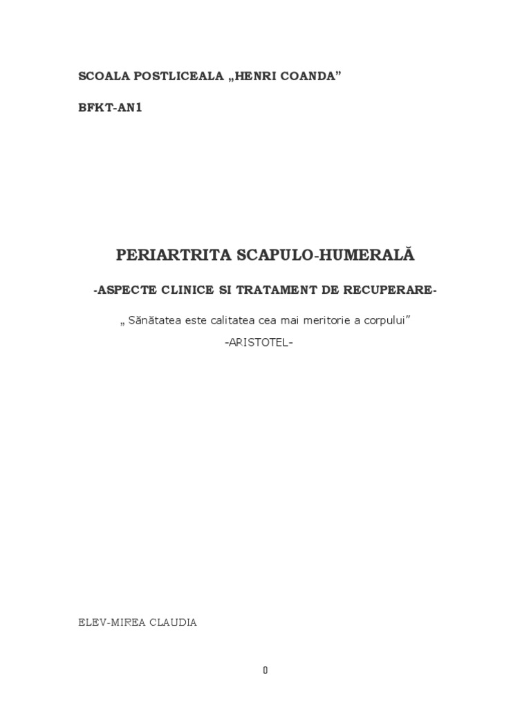 Periartrita Scapulo-Humerala | PDF