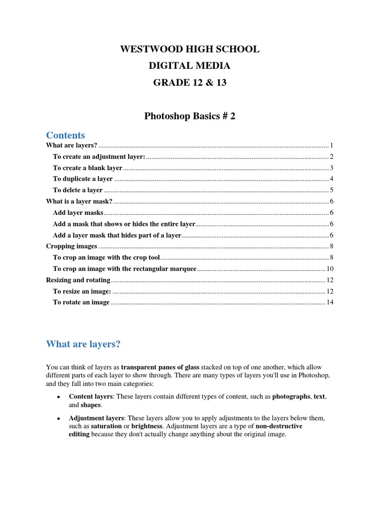 Westwood High School Digital Media GRADE 12 & 13 | PDF | Adobe ...