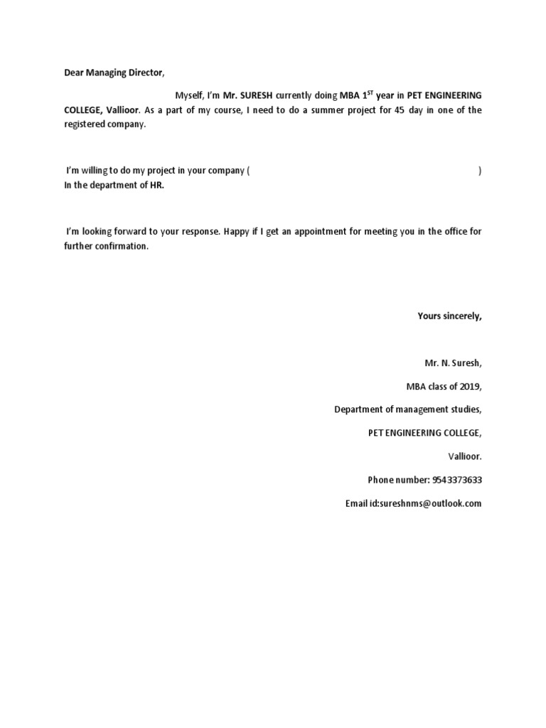 Dear Managing Director | PDF