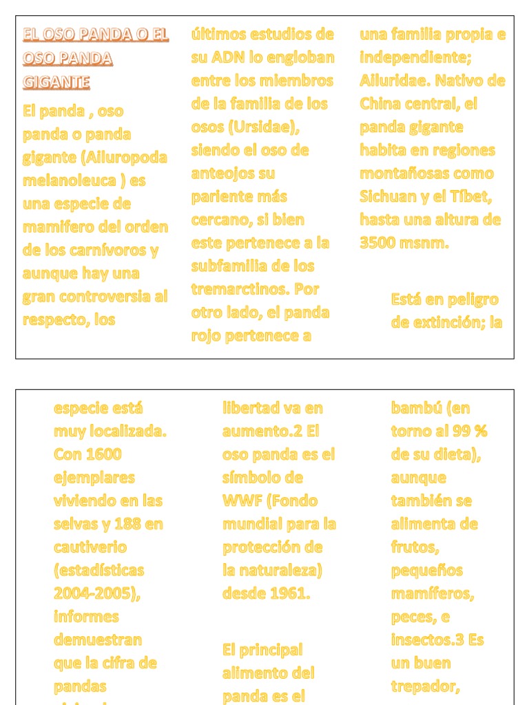 Díptico Del Oso Panda de LESLY Omar No Lo Elmines | PDF