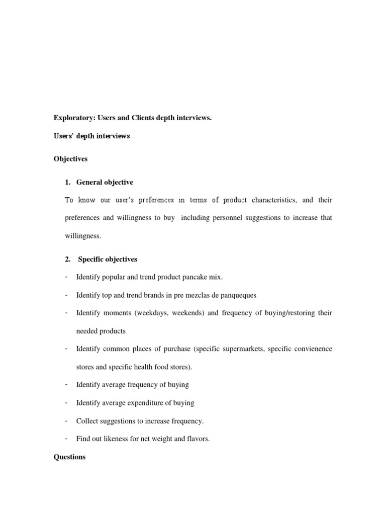Exploratory: Users and Clients Depth Interviews. Users' Depth ...