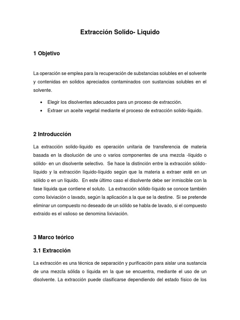 Extracción Sólido-Líquido: Proceso y Aplicaciones | PDF | Sustancias ...