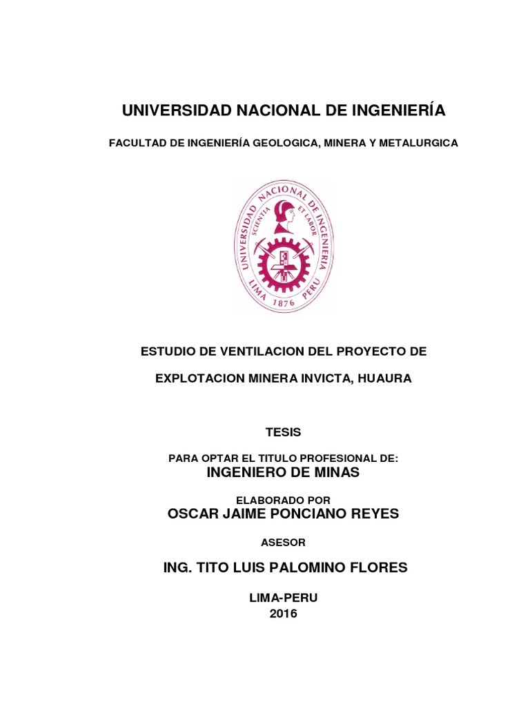 Diseño de un sistema de ventilación eficiente para la mina Invicta ...