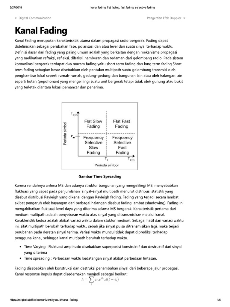 Kanal Fading, Flat Fading, Fast Fading, Selective Fading | PDF