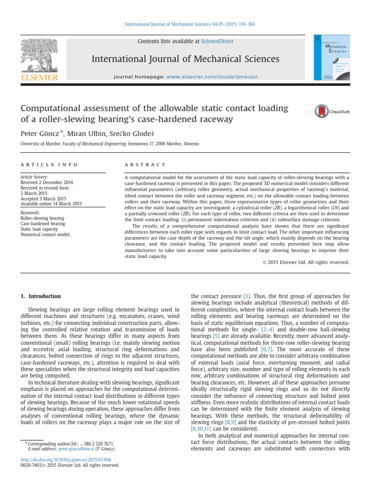 Goncz 2015 | PDF | Bearing (Mechanical) | Strength Of Materials
