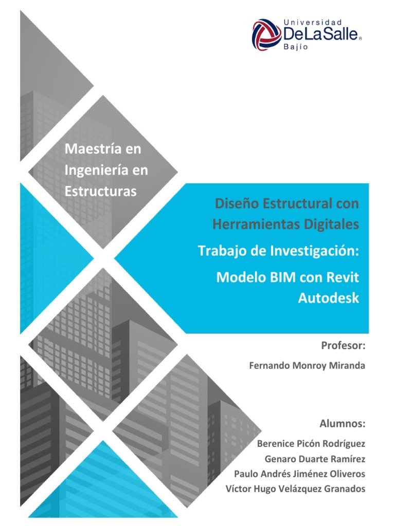 Trabajo de Investigacion Modelo BIM Revit | Descargar gratis PDF | Autodesk Revit | Modelado de ...