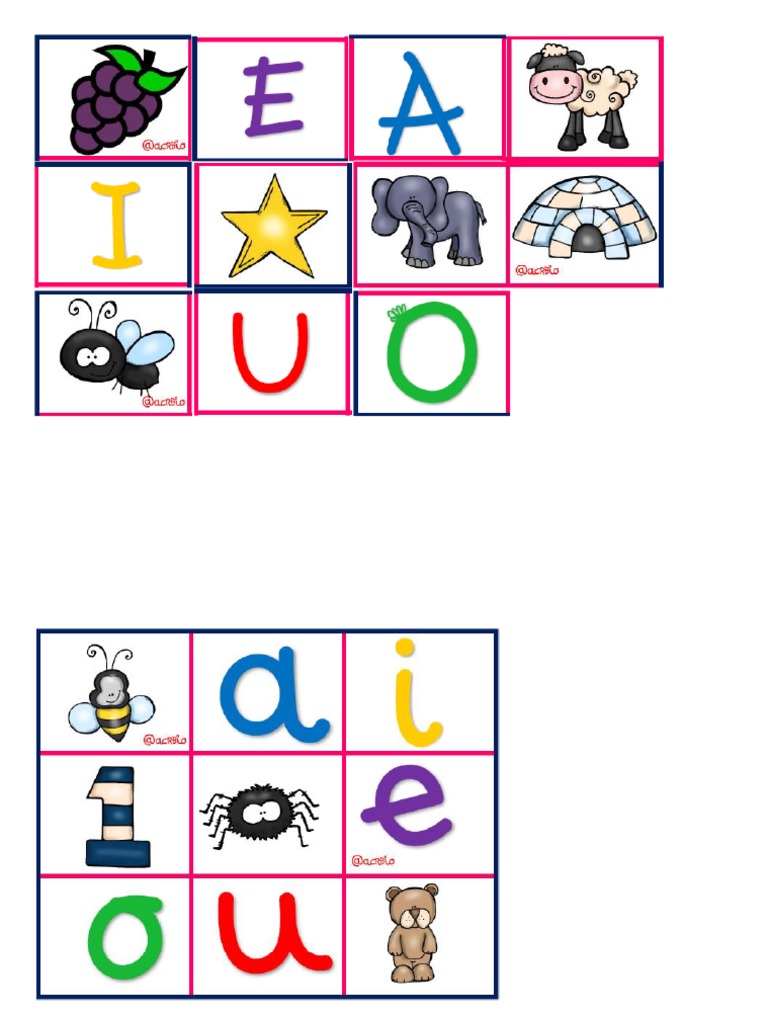 Fichas Lotería Sonido Inicial Vocálico | PDF