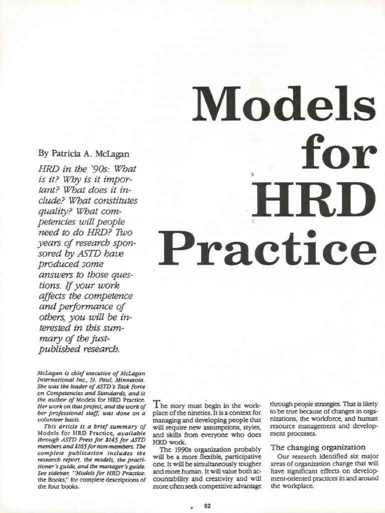 Models For HRD Practice McLagan | PDF