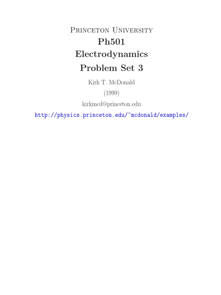 Princeton Ph501 1999 Electrodynamics Problem Set 3 | PDF | Sphere | Sine