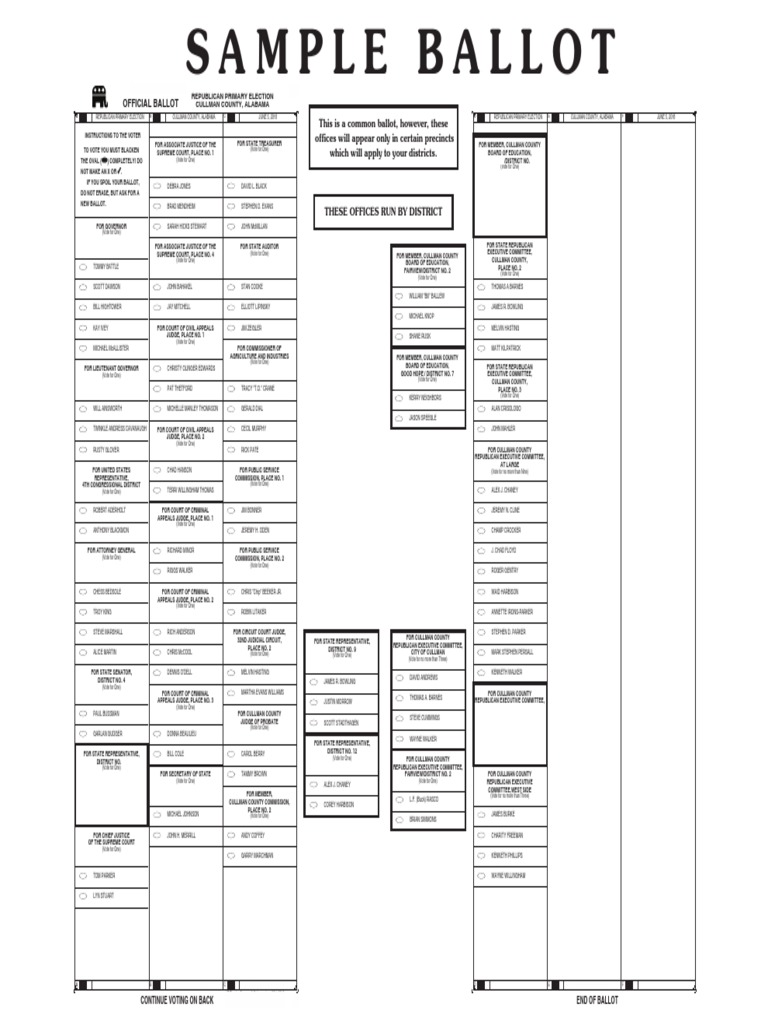 Sample Ballot - Republican | PDF | Voting | Elections