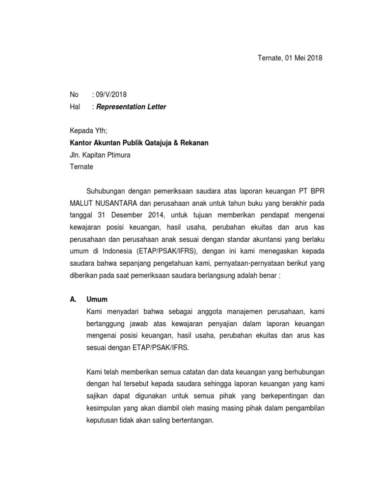 Client Representation Letter