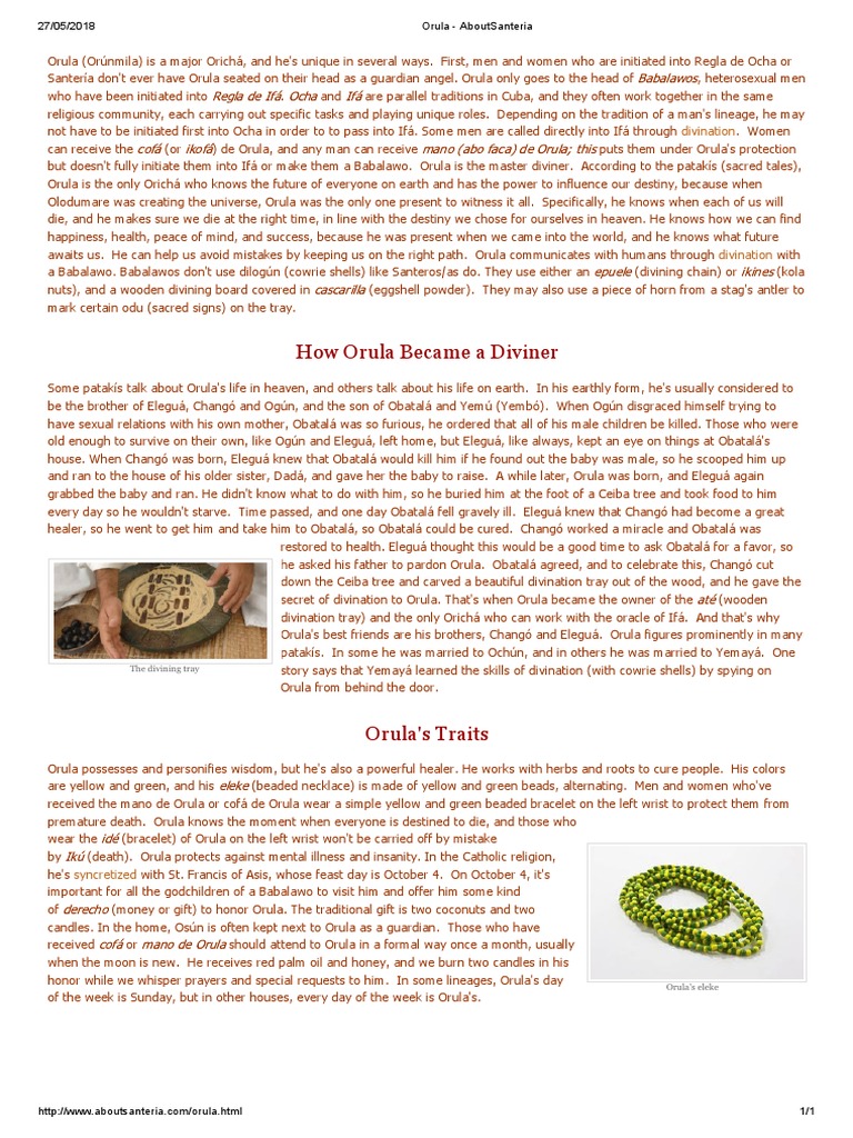 Orula | Santería | Religion And Belief