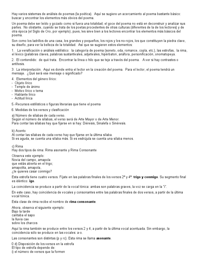 Analizar Un Poema | PDF | Poesía | Rima