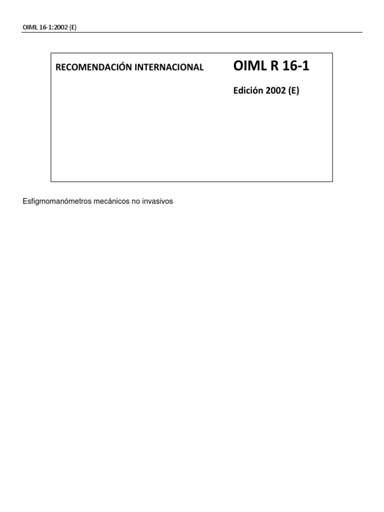 Oiml r16-1 Español | PDF | Presión sanguínea | Cantidades fisicas