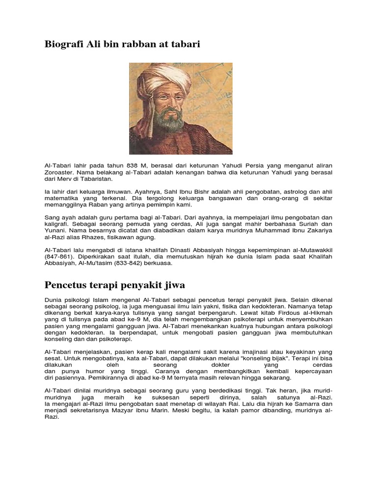 Biografi Ali Bin Rabban at Tabari | PDF