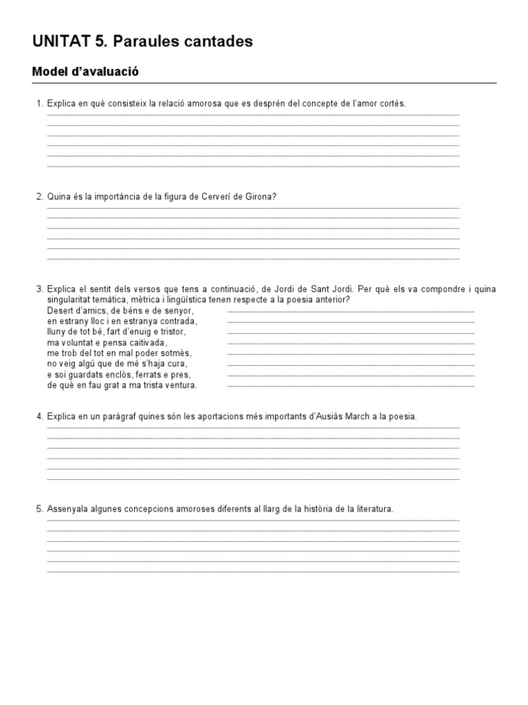 Unitat 5 Model D'examen | PDF